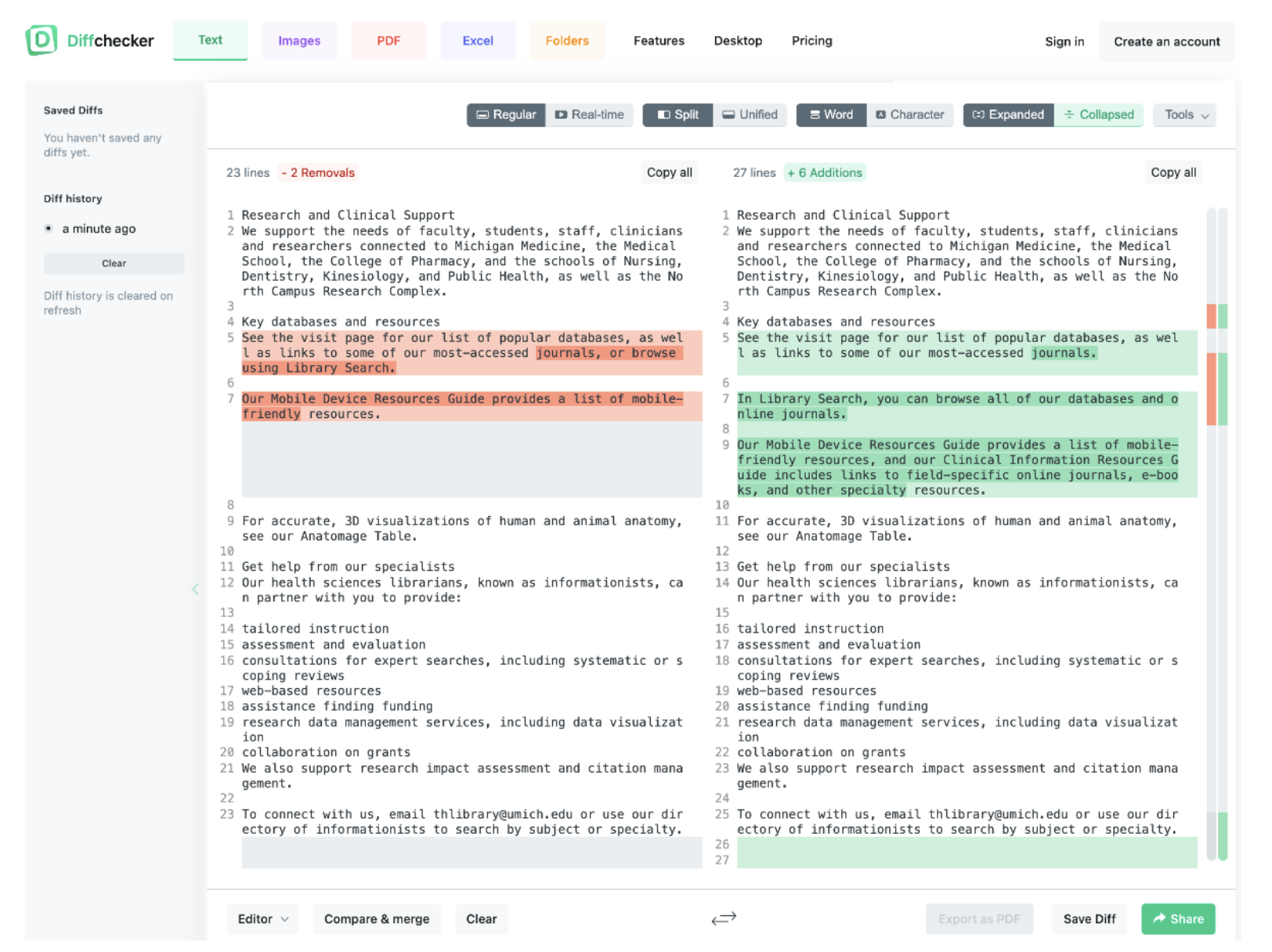 Tech Tip: Diffchecker – Michigan Technology Community News